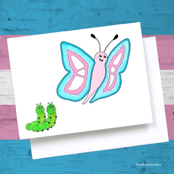 Trans Butterfly Card Cute Gender Transition Gift Transgender - Etsy