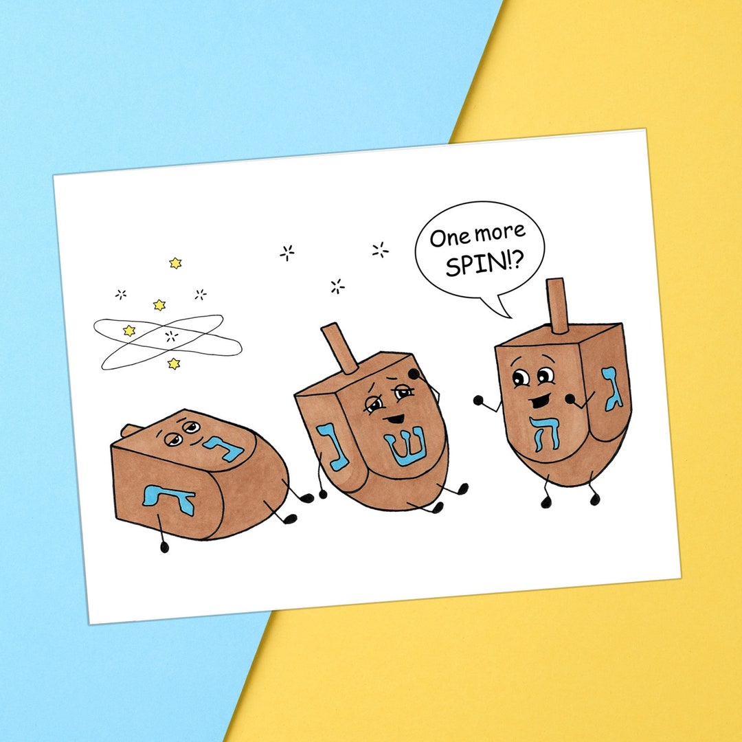 Dizzy Dreidels Card, Funny Hanukkah Gift, Cute Hanukkah Greeting Card ...