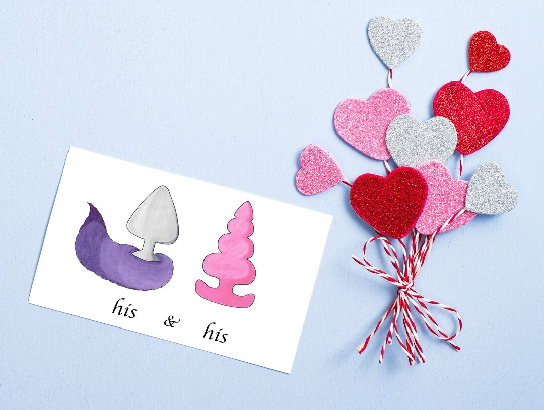His and His Love Plugs Card, Naughty Gay Valentines Day Card, Funny ...