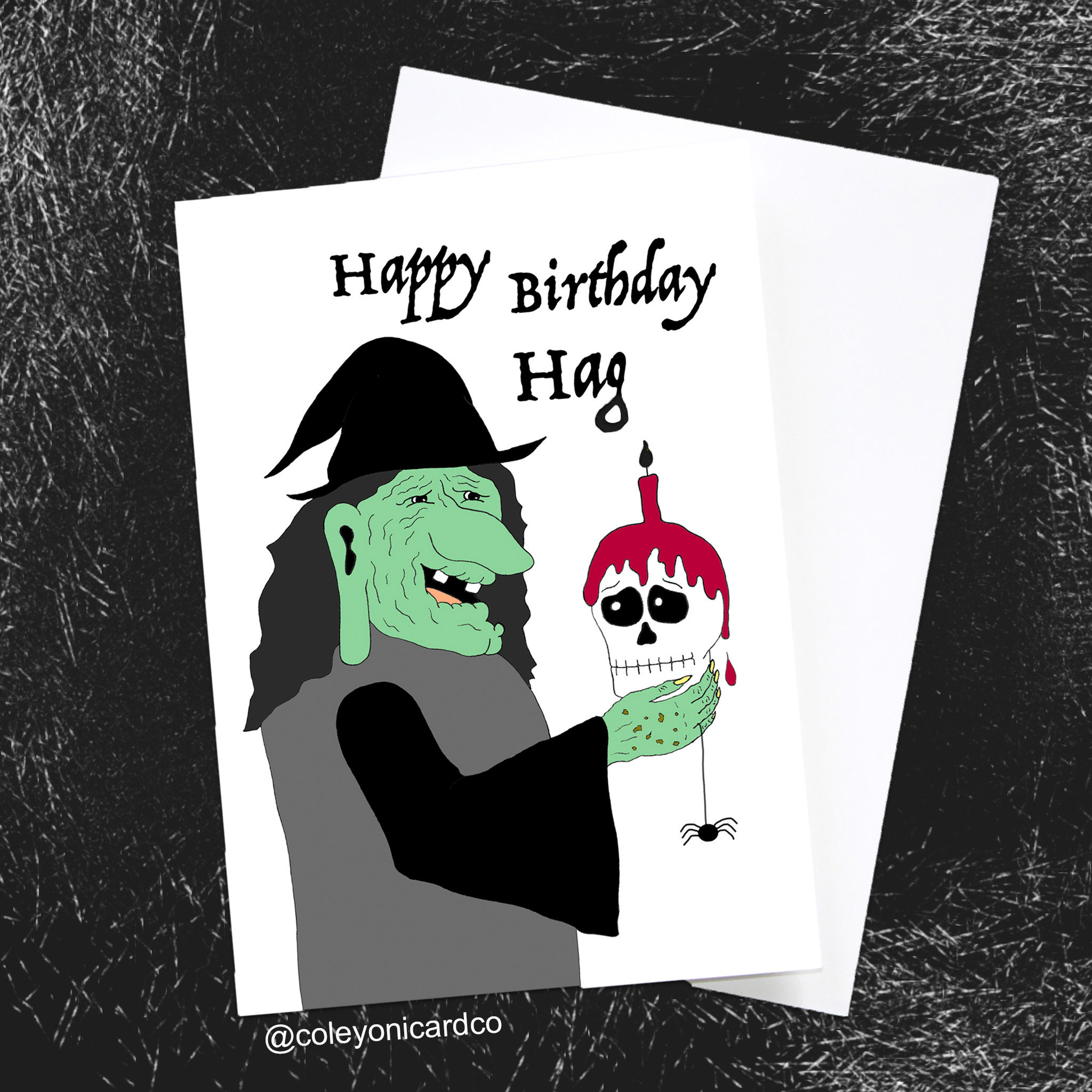 Happy Birthday Hag Card Funny Halloween Gift Green Witch - Etsy