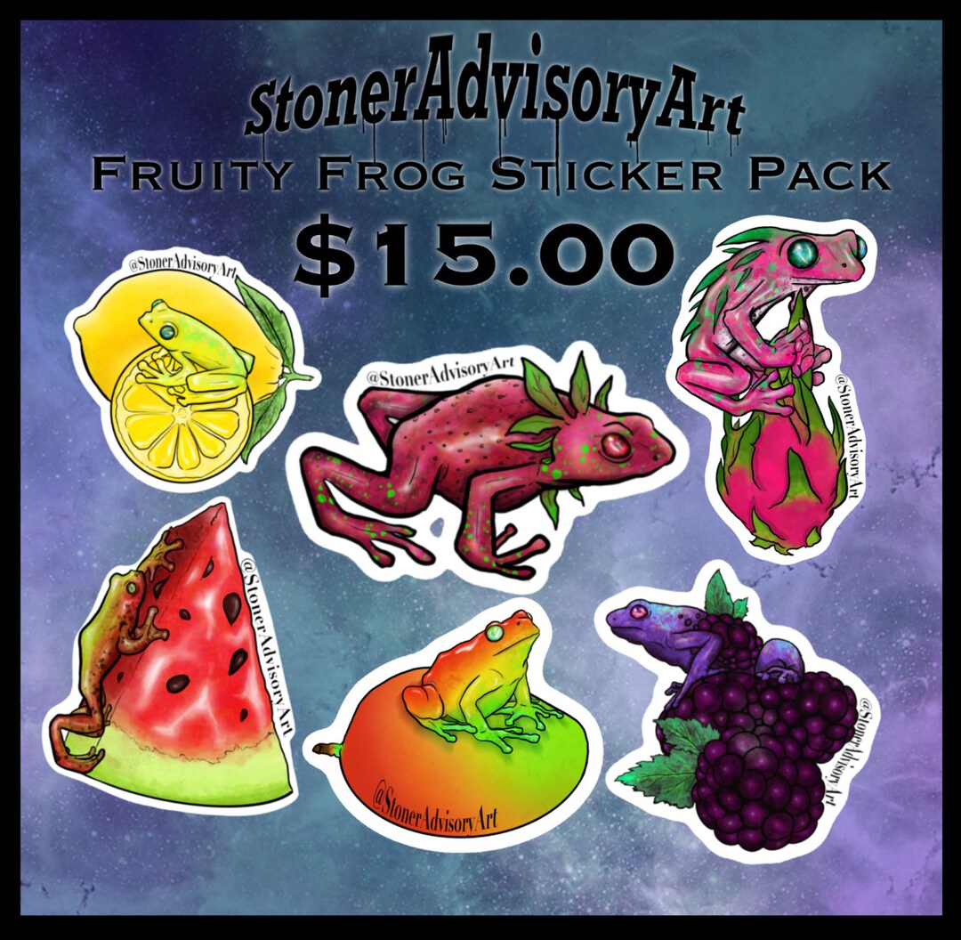 Stoner Advisory Art Fruity Frog Sticker Pack - Etsy Italia
