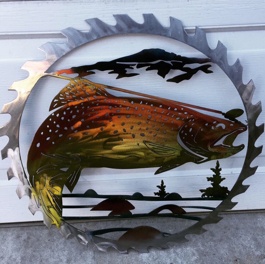 Trout Fly Fishing Saw Blade Metal Art - Etsy