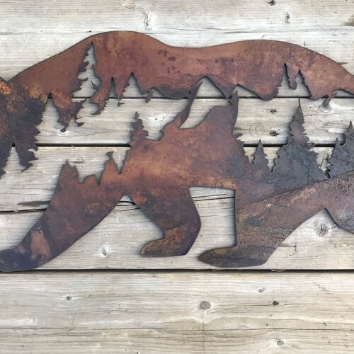 Big Bear Metal Wall Art / Housewarming Gift / Home Decor / | Etsy