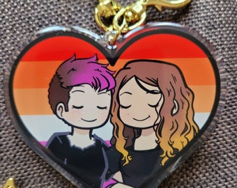 Custom Commission YCH Chibi Couple 3.5 Acrylic Connecting Heart Magnet ...