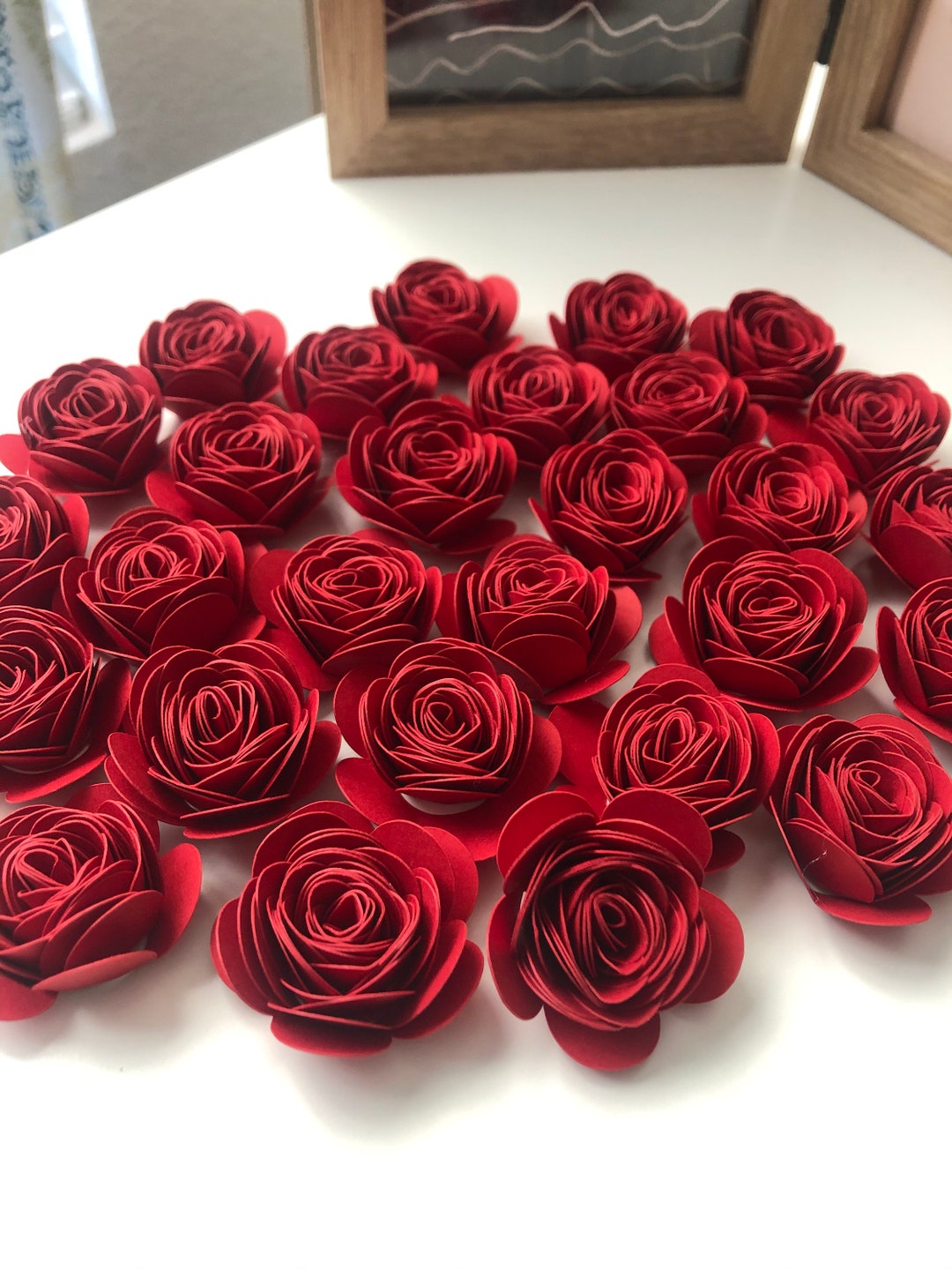 Handmade 1" Wide Small Red Paper Roses Set of 10 - Etsy