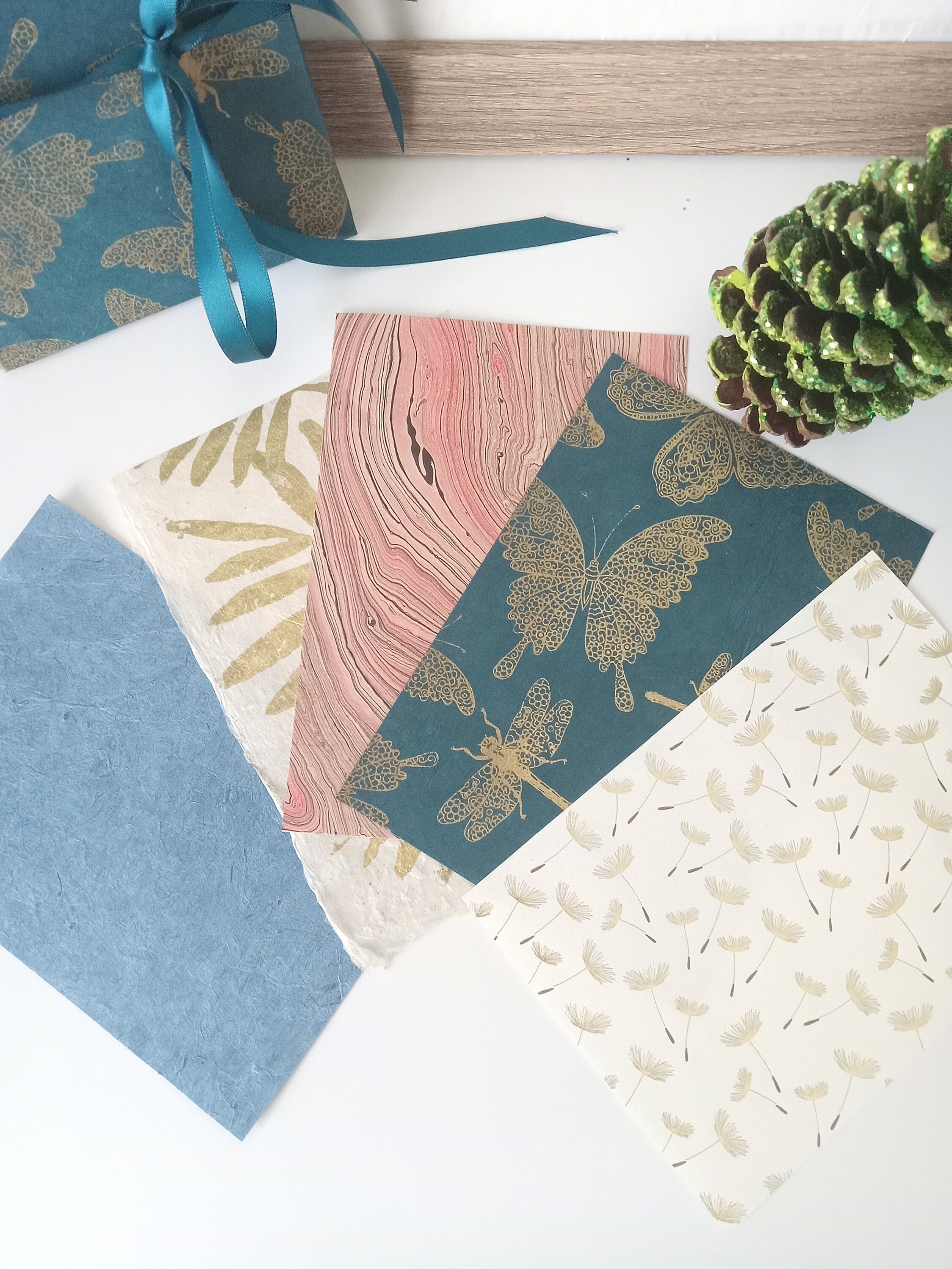 Concertina Booklet or Accordion Booklet With Printed Golden Butterflies ...