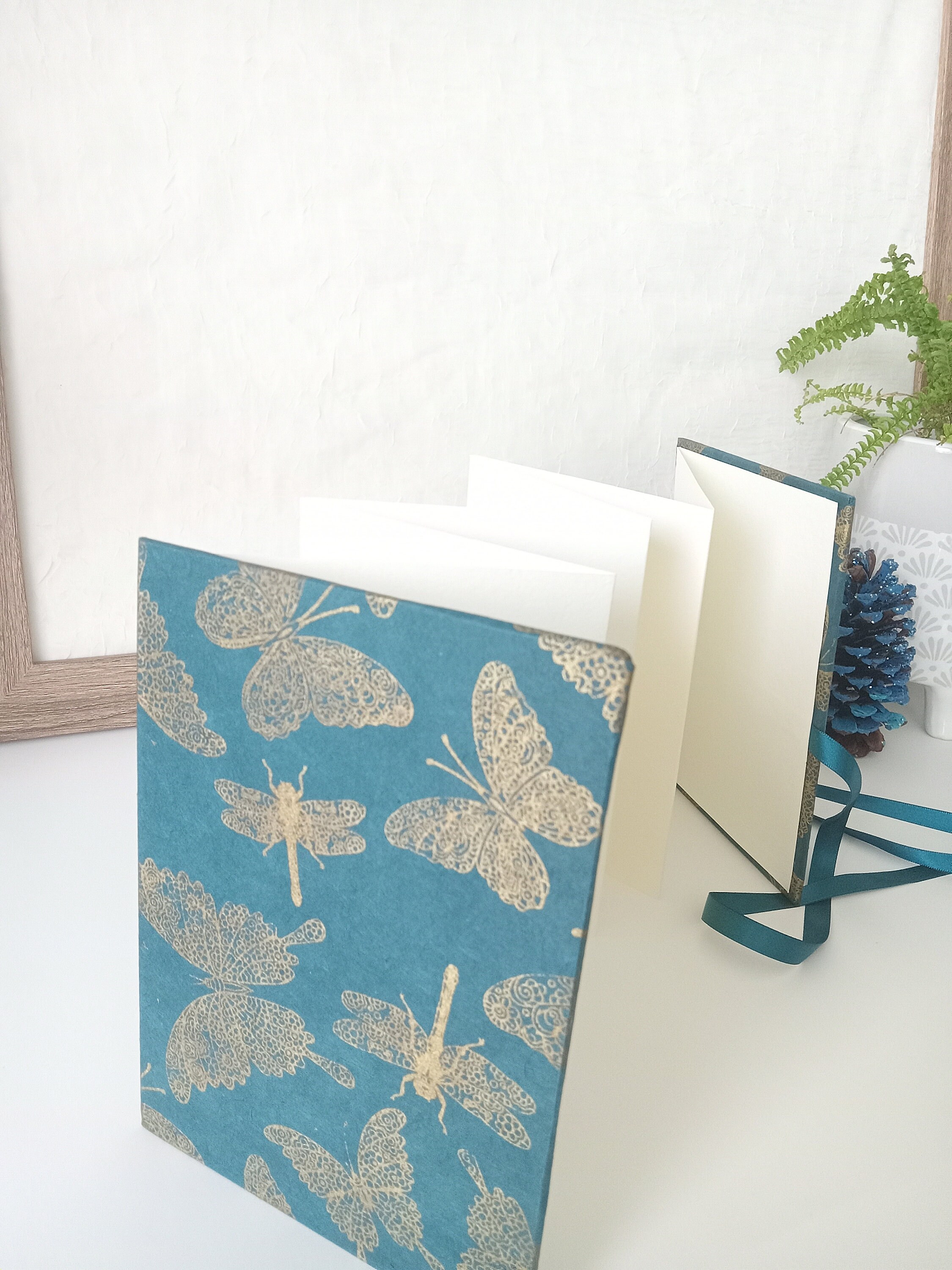 Concertina Booklet or Accordion Booklet With Printed Golden Butterflies ...