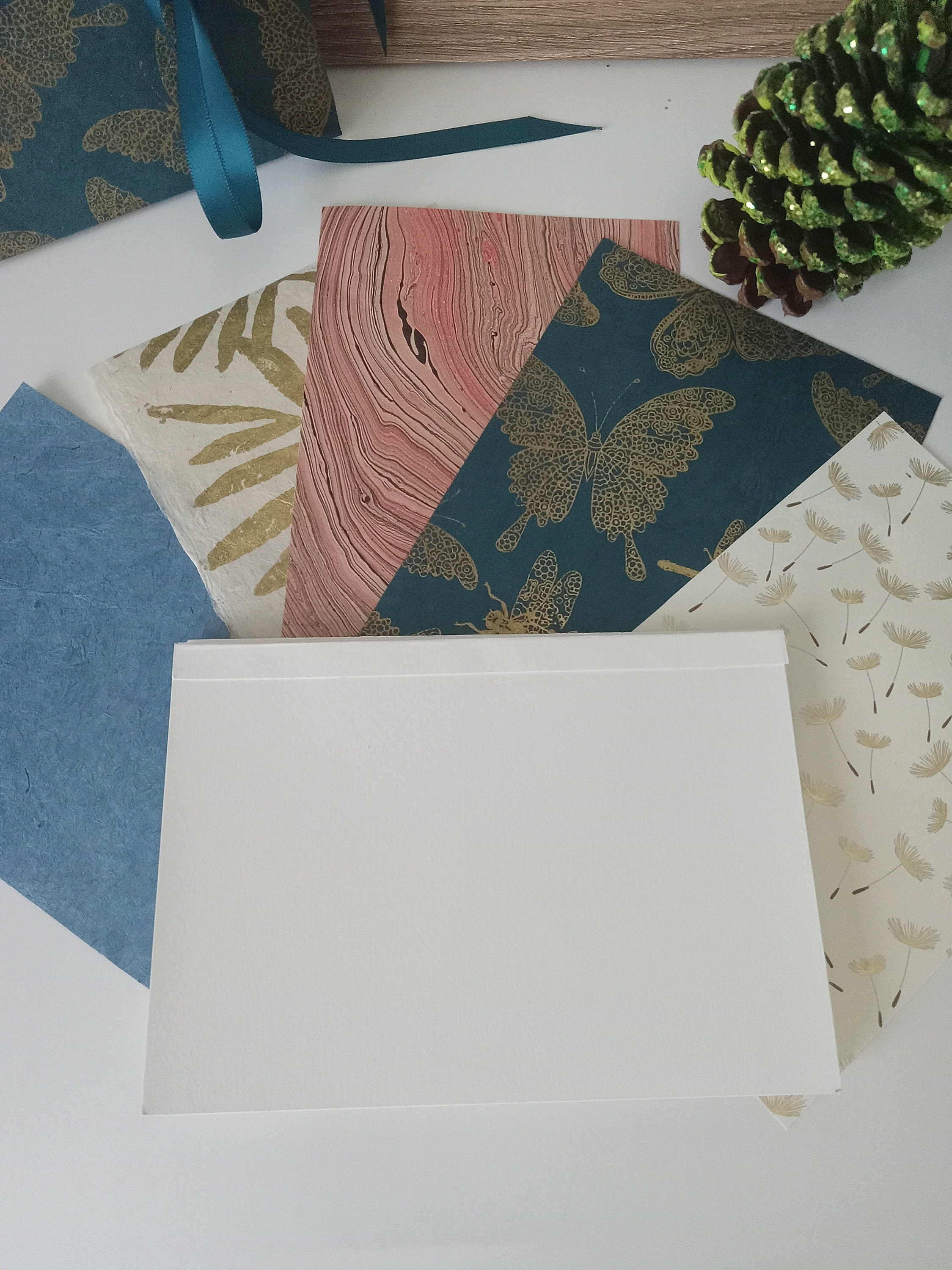 Concertina Booklet or Accordion Booklet With Printed Golden Butterflies ...