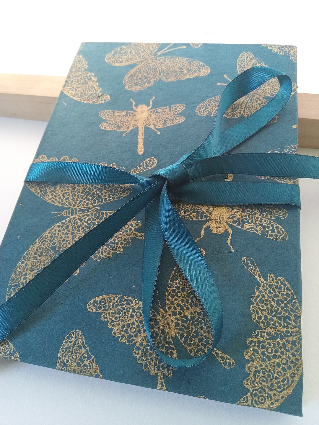 Concertina Booklet or Accordion Booklet With Printed Golden Butterflies ...