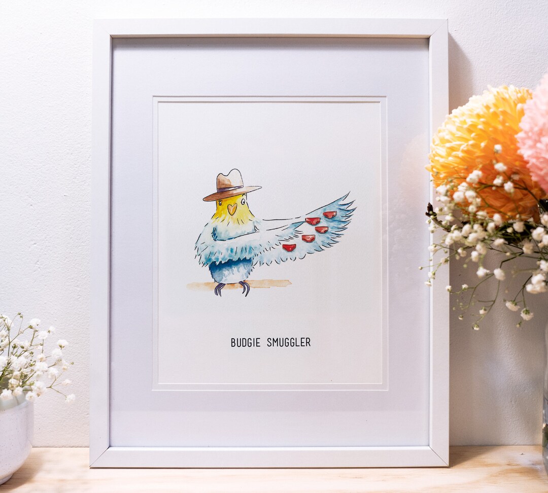Budgie Wall Art Print Budgie Gift Budgie Smuggler Watercolour Print ...