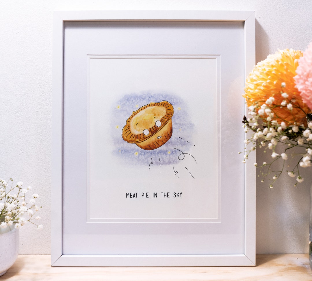 Meat Pie Wall Art Print Modern Australian Art Cute Kitchen Decor Funny ...