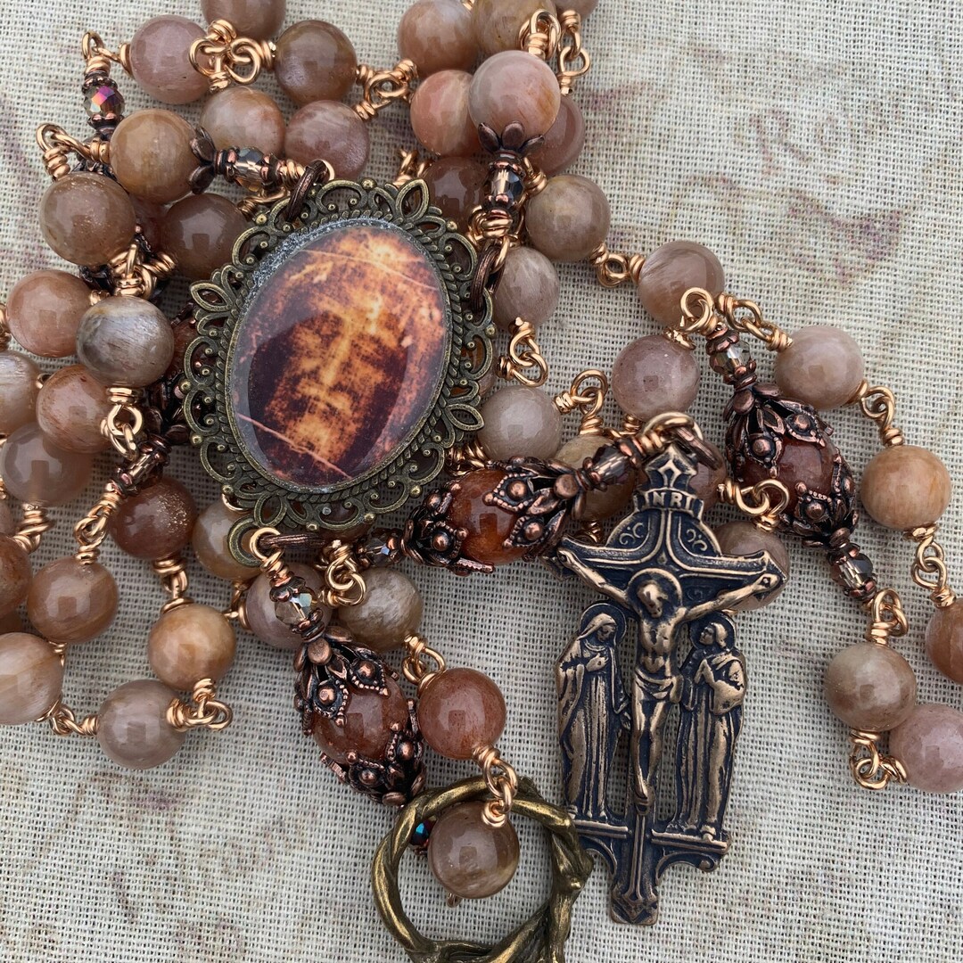 Shroud of Turin / Holy Face of Jesus Handmade Gemstone Rosary - Etsy
