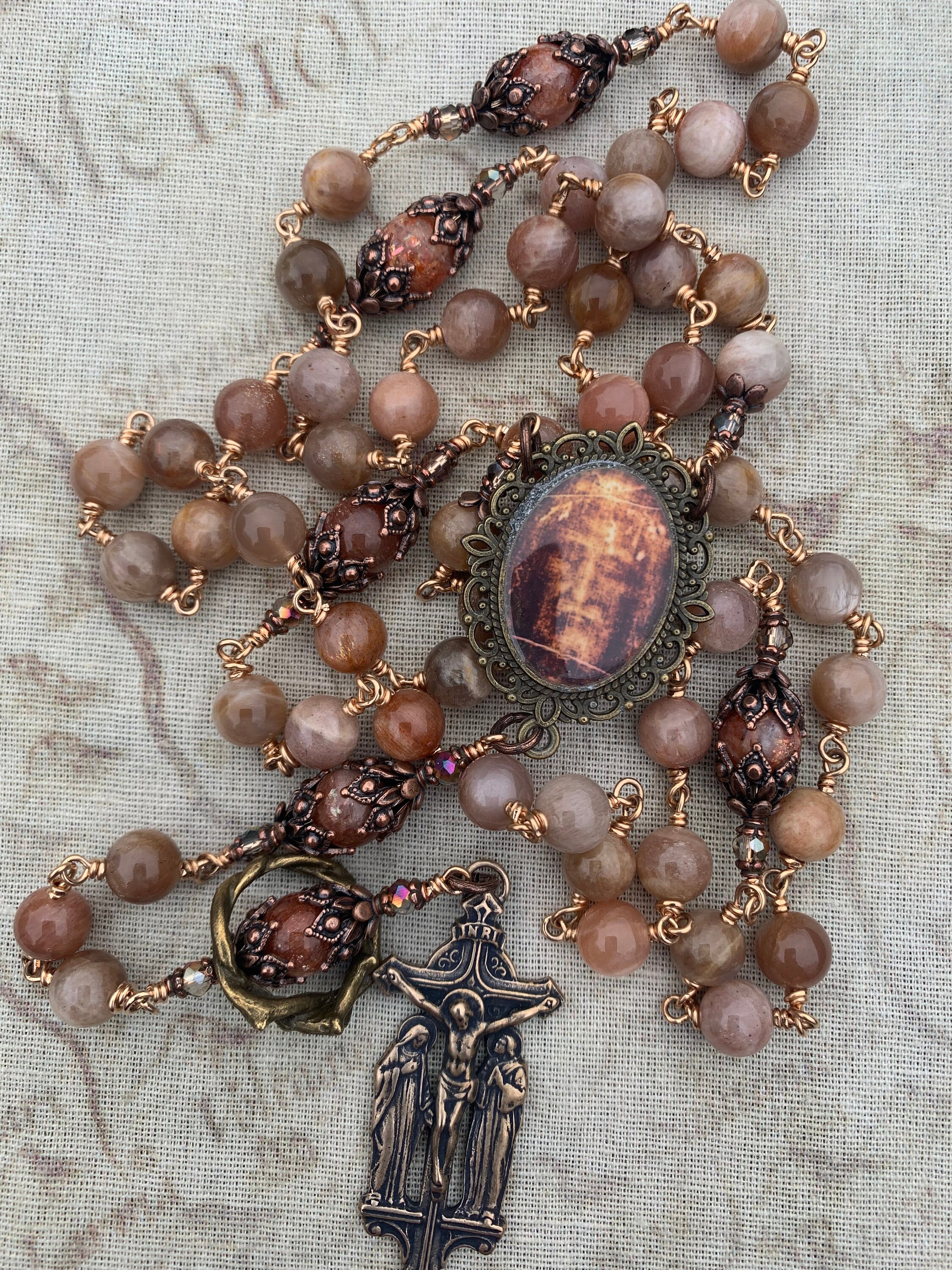 Shroud of Turin / Holy Face of Jesus Handmade Gemstone Rosary - Etsy