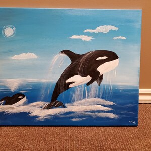 Original Whales Acrylic Painting Acrylic Animal Painting on - Etsy Canada