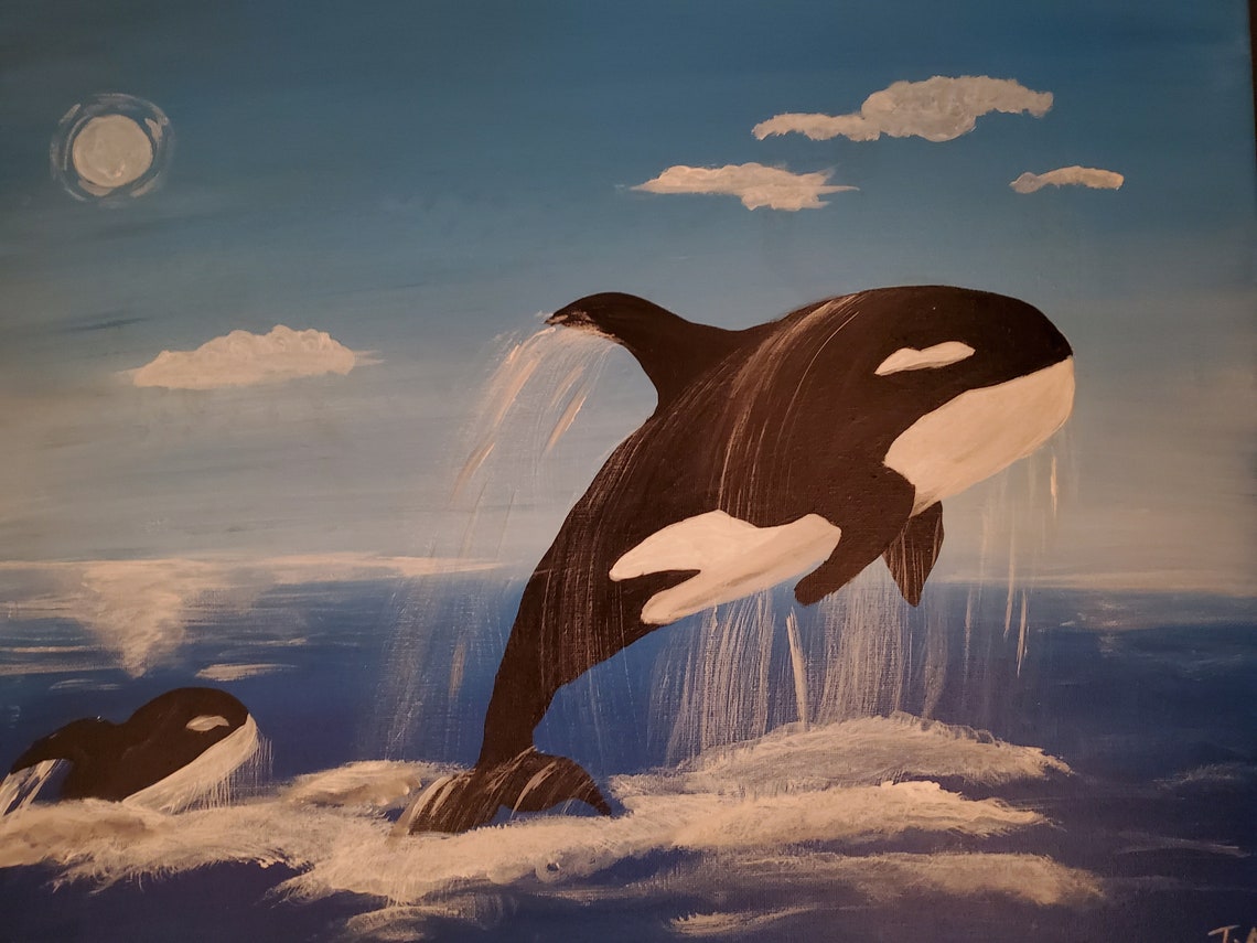 Original Whales Acrylic Painting Acrylic Animal Painting on - Etsy Canada