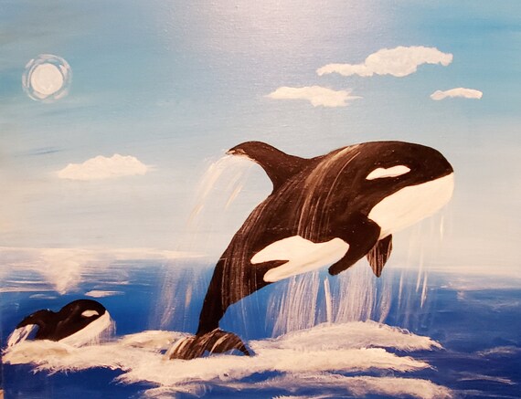 Original Whales Acrylic Painting Acrylic Animal Painting on | Etsy Canada