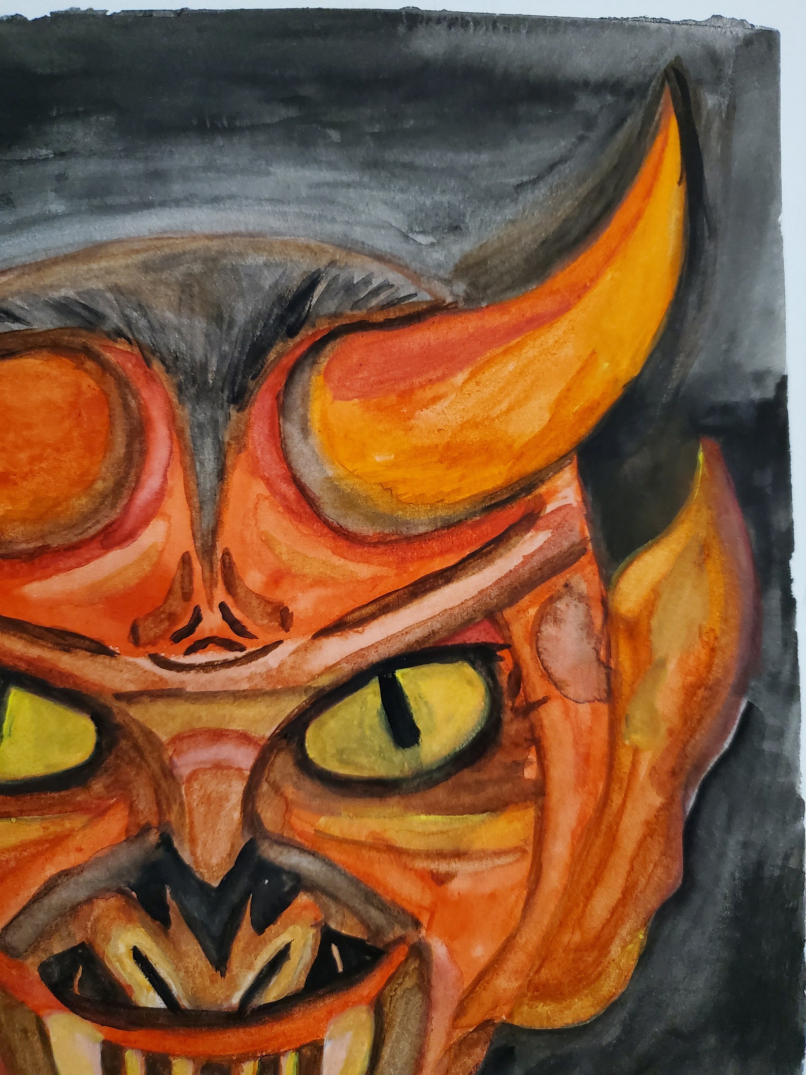 Red devil watercolor artwork origi gift for young men | Etsy