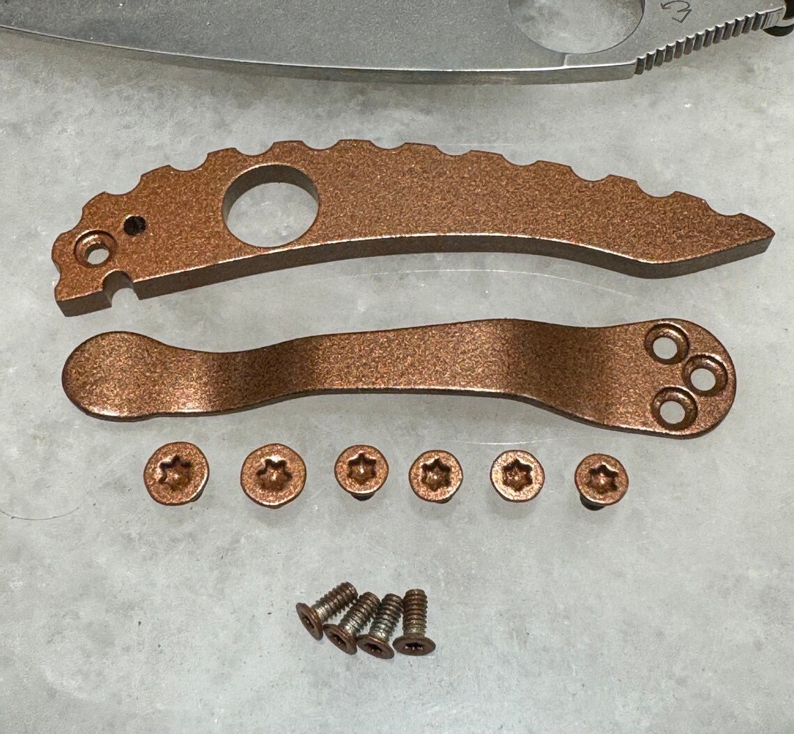 Flat Copper Titanium Back Spacer With Standard Pocket Clip for Spyderco ...