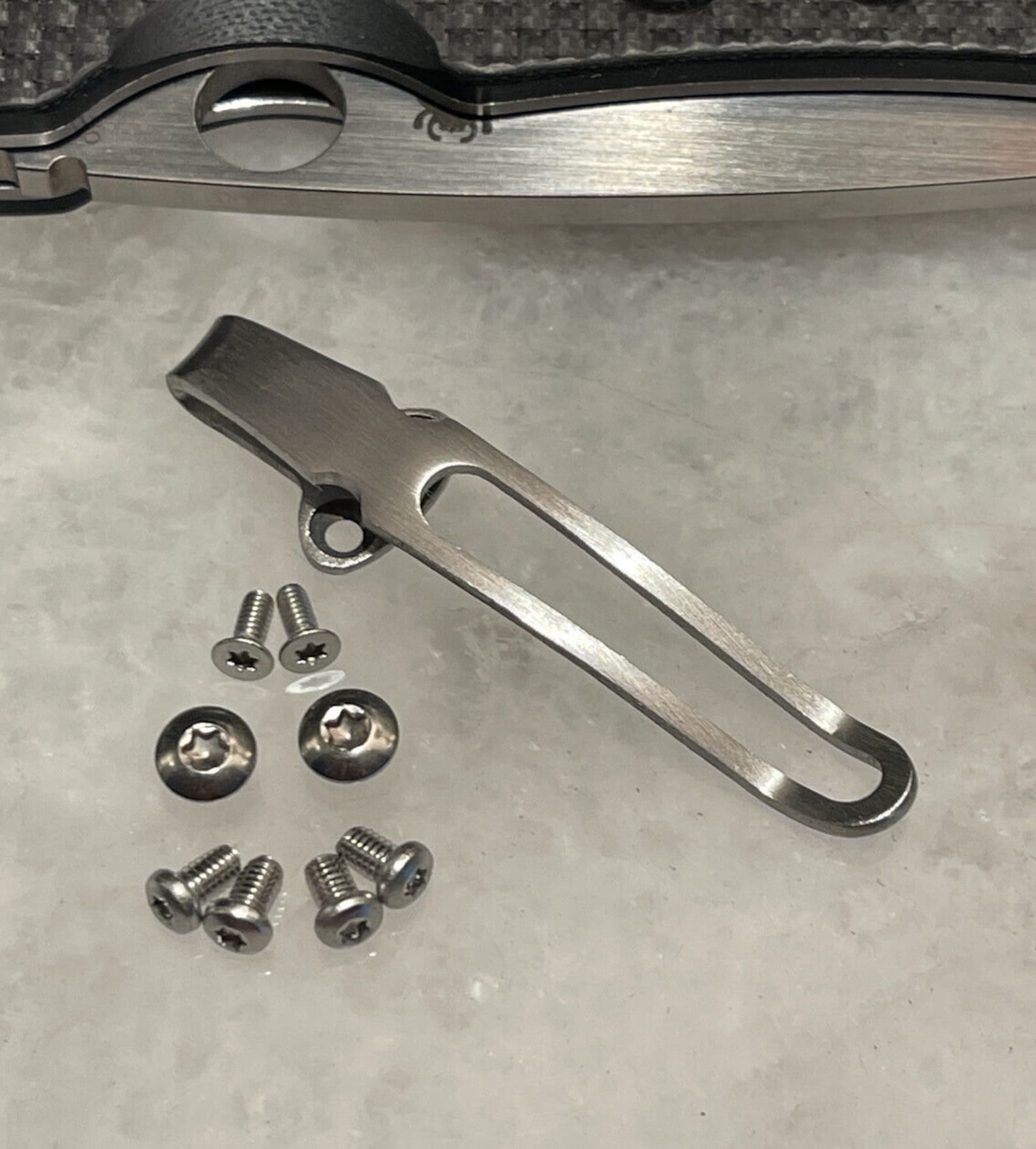 Satin Titanium Deep Pocket Clip W/ Stainless Screws Set for Spyderco ...