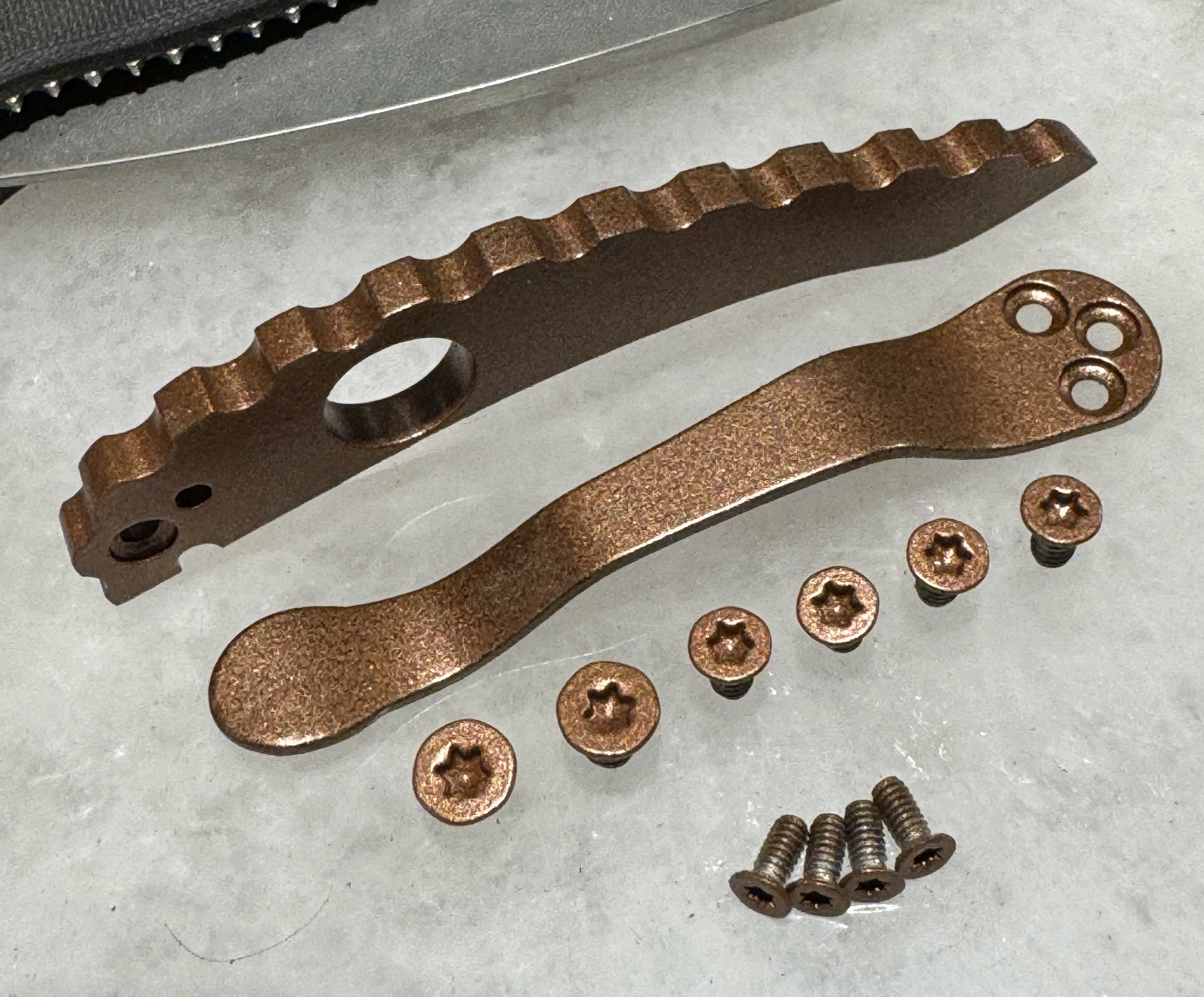 Flat Copper Titanium Back Spacer With Standard Pocket Clip for Spyderco ...