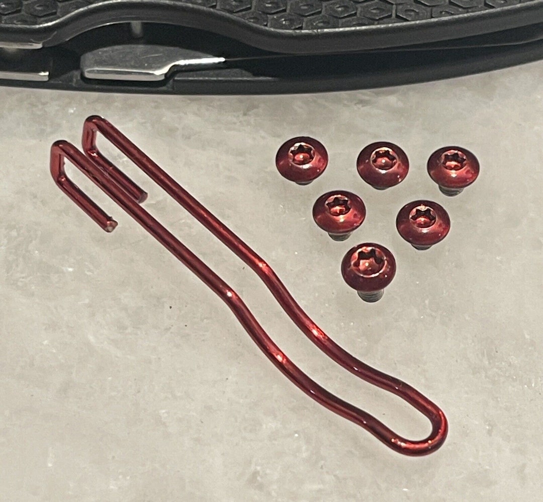Translucent Red Wire Clip & Screws for Spyderco Sage 1 Sage 2 Sage 5 ...