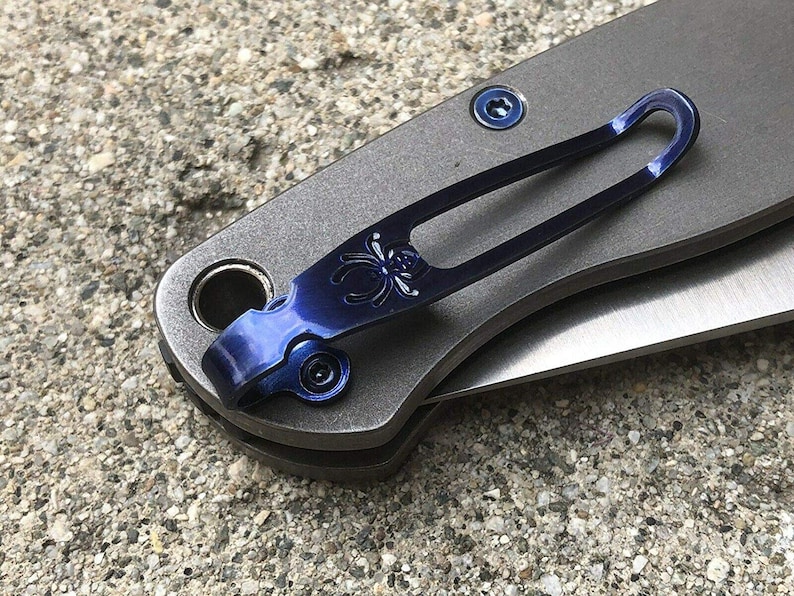 Blue Titanium Deep Pocket Clip & Screws Set for Spyderco Paramilitary 2 ...