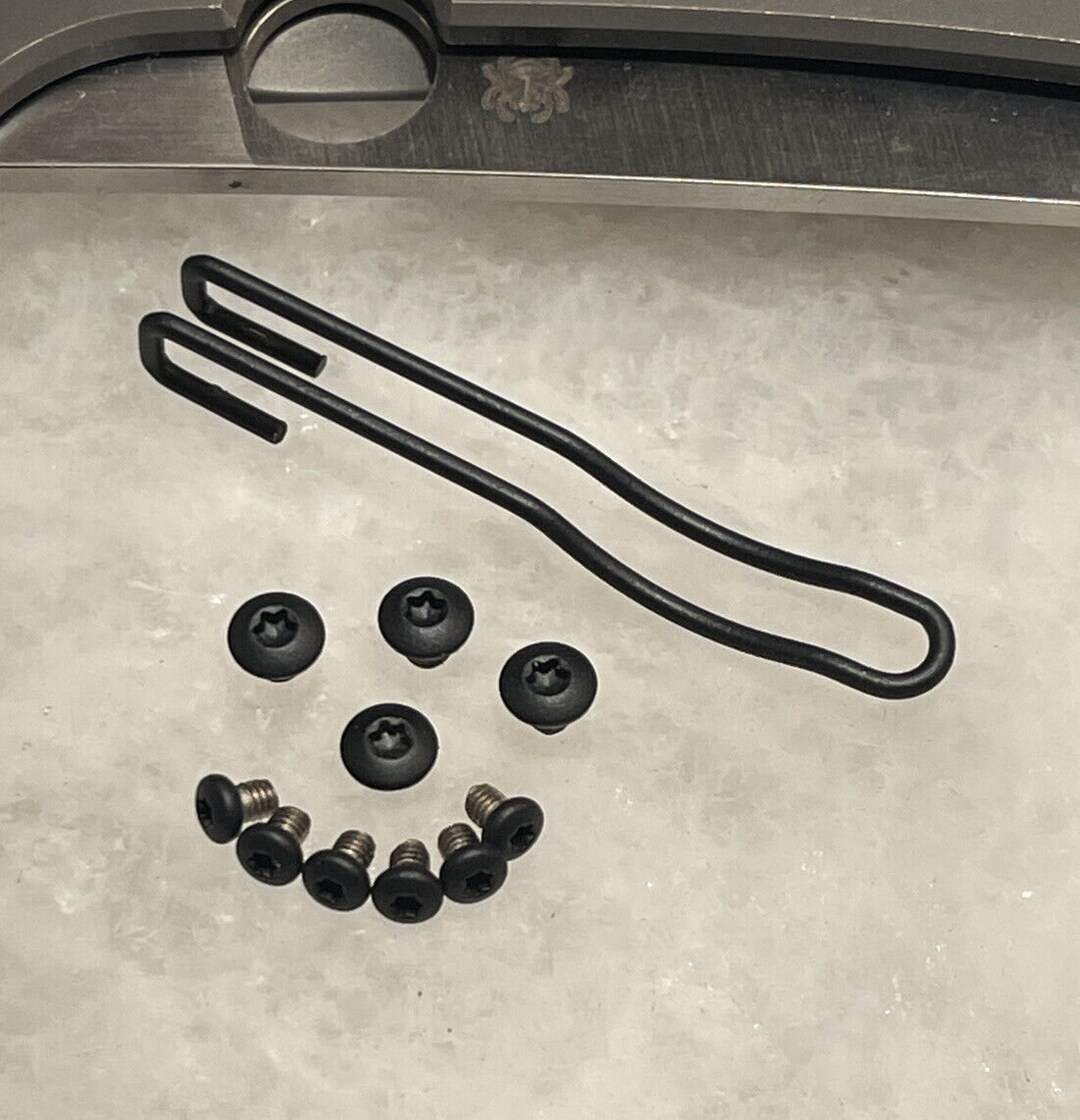 Black Wire Pocket Clip and Torx Screw Set for Spyderco Spydie Chef ...