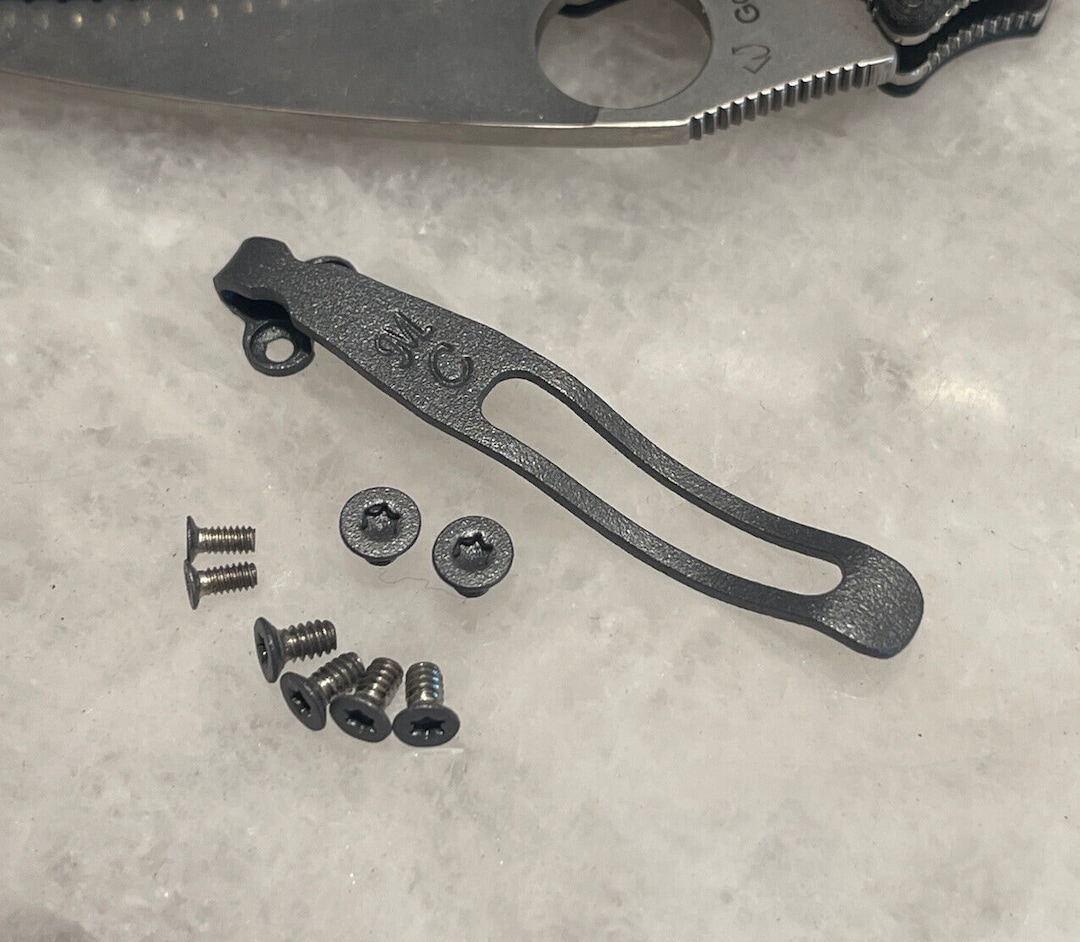 Gray Titanium Deep Pocket Clip W/stainless Screws for Spyderco Manix 2 ...