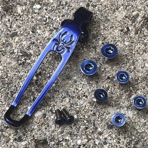 Blue Titanium Deep Pocket Clip & Screws Set for Spyderco Paramilitary 2 ...
