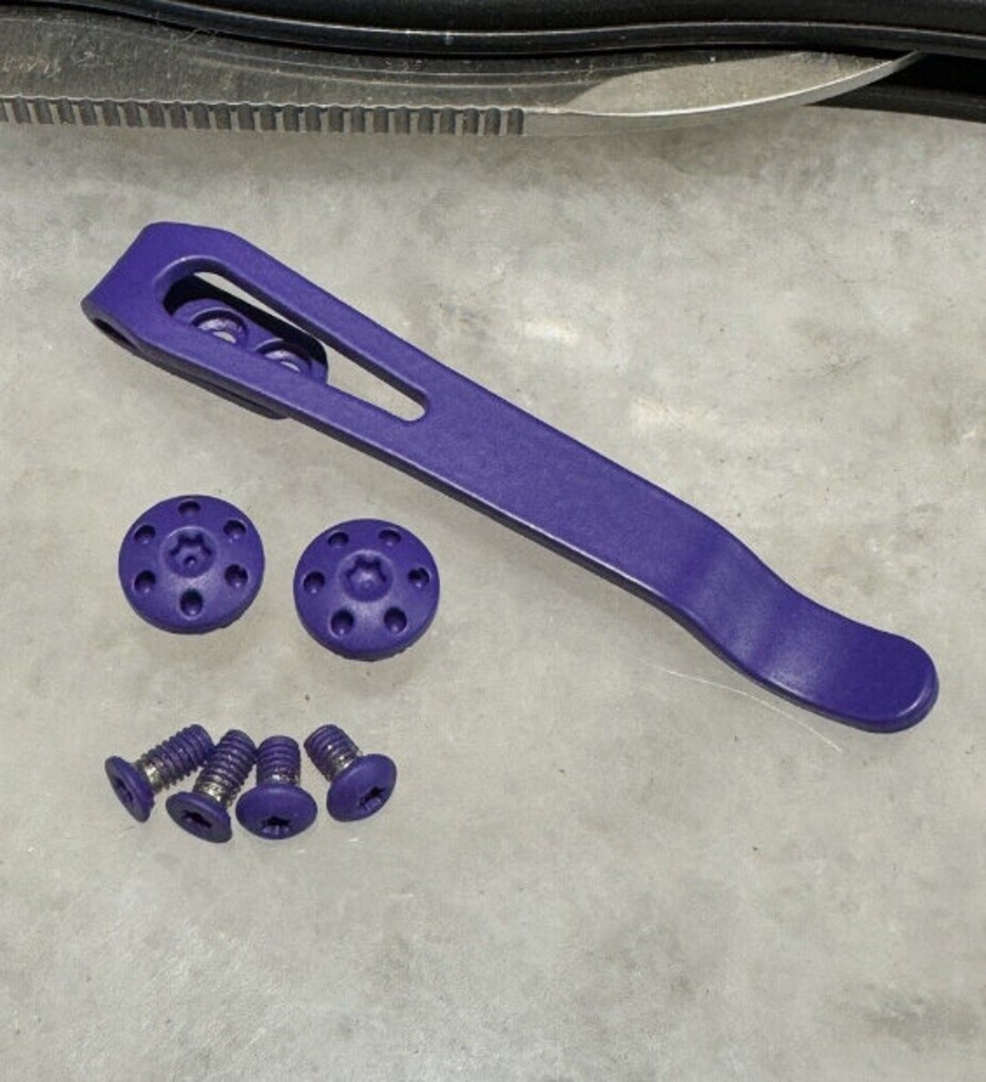 Matte Purple Titanium Pocket Clip and Stainless Screws for Kizer Drop ...