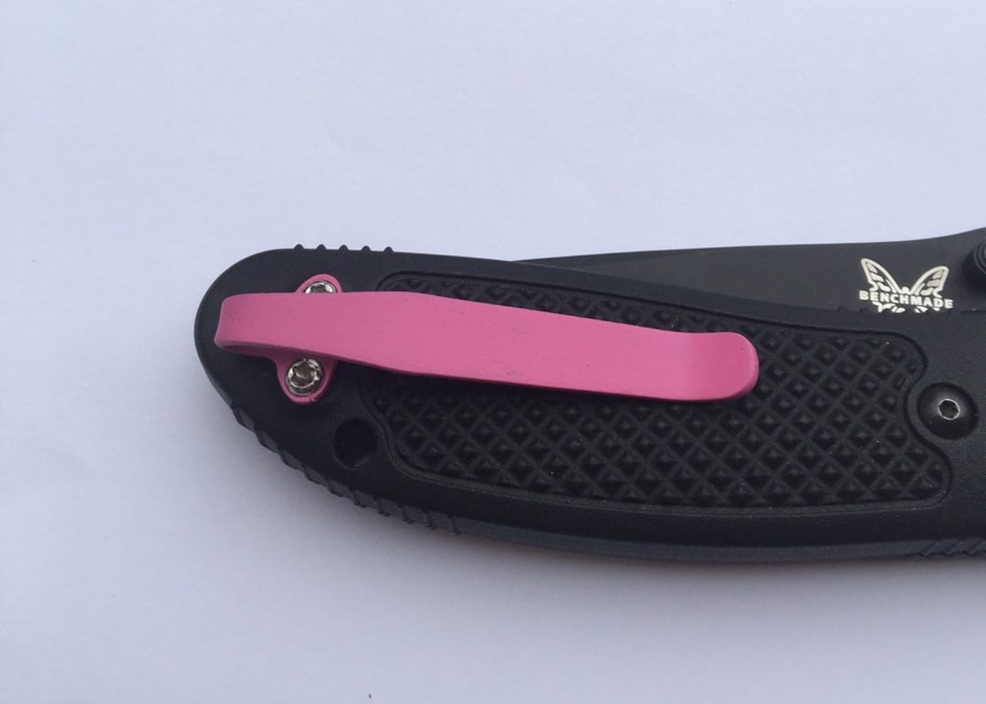 Flat Pink Titanium Pocket Clip for Benchmade Griptilian and Mini ...