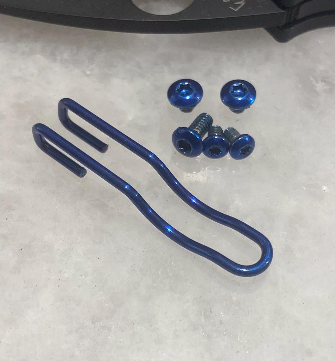 Blue Steel Wire Clip & Screw for Spyderco Lil’native Compression Lock ...
