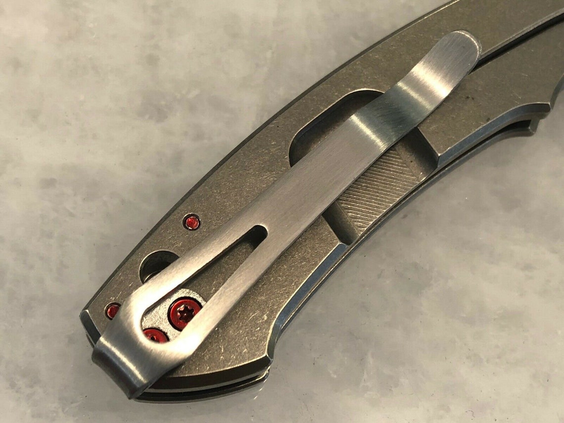 Satin Titanium Deep Pocket Clip Red Screws Set for Zero - Etsy