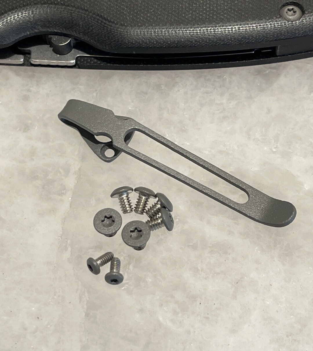 Gray Titanium Deep Pocket Clip & Screw Set for Spyderco Shaman C229GPBK ...