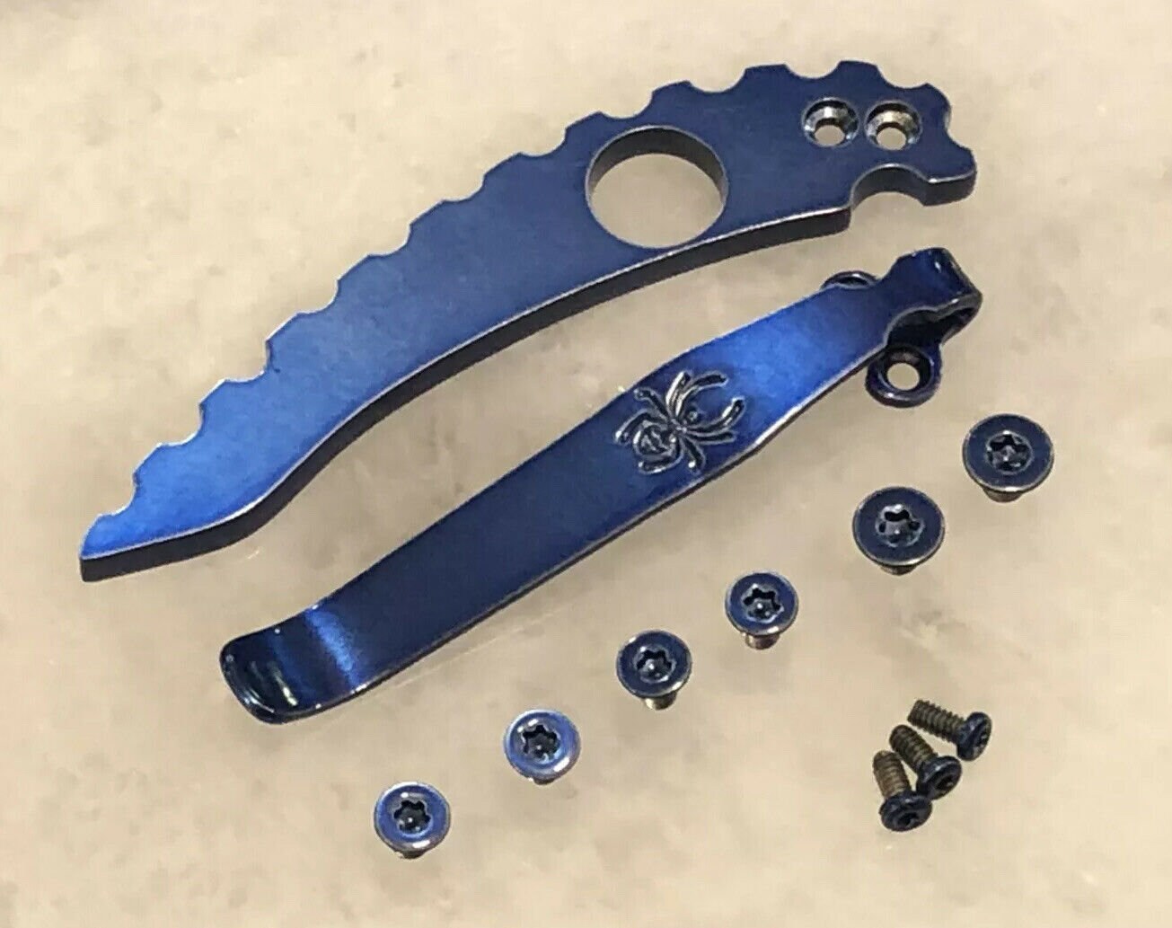 Blue Titanium Back Spacer Deep Pocket Clip & Screws Set for | Etsy
