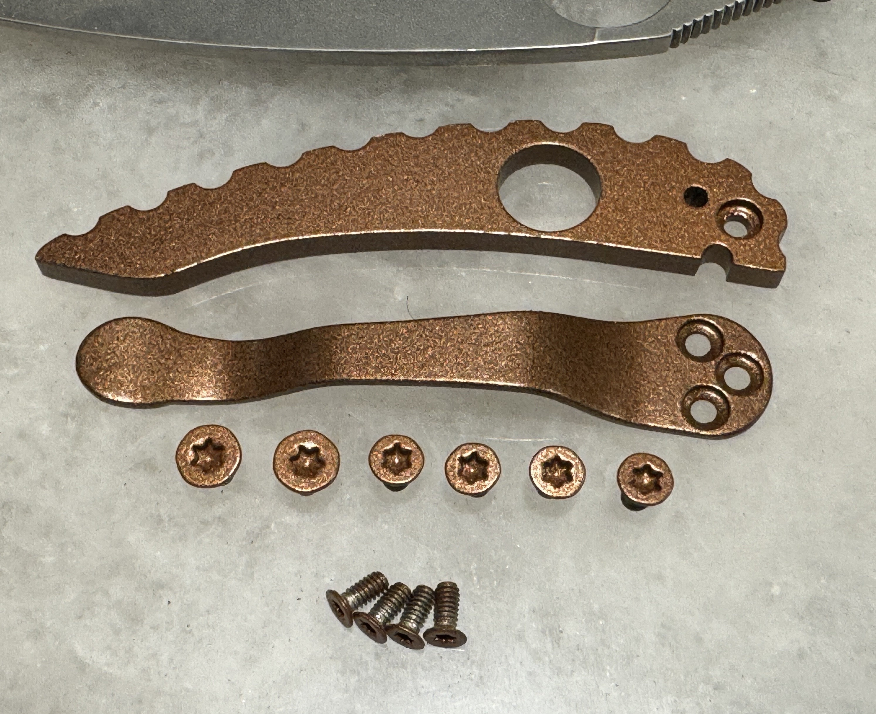 Flat Copper Titanium Back Spacer With Standard Pocket Clip for Spyderco ...