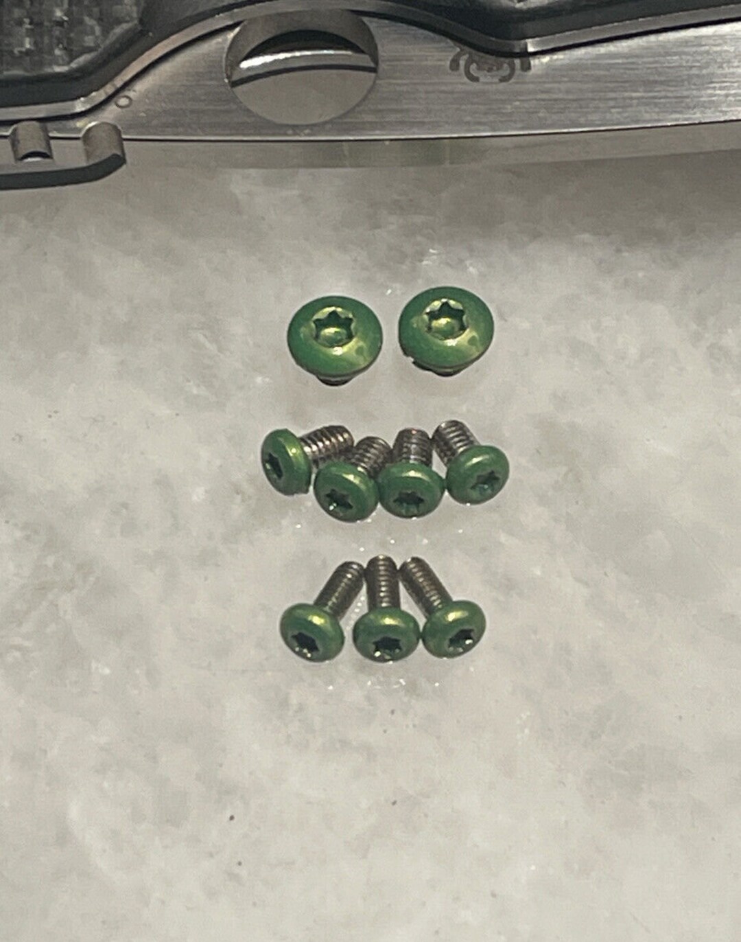 Translucent Green Pivots Scale & Pocket Clip Screws for Spyderco Smock ...