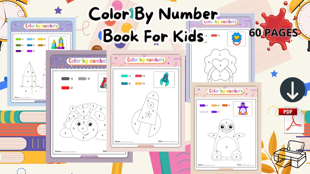 Printable Coloring-by-number Book for Kids - Etsy