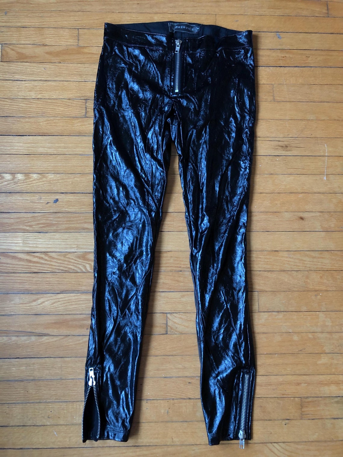 2000s Lip Service PVC Shiny Black Vintage Zipper Pants - Etsy