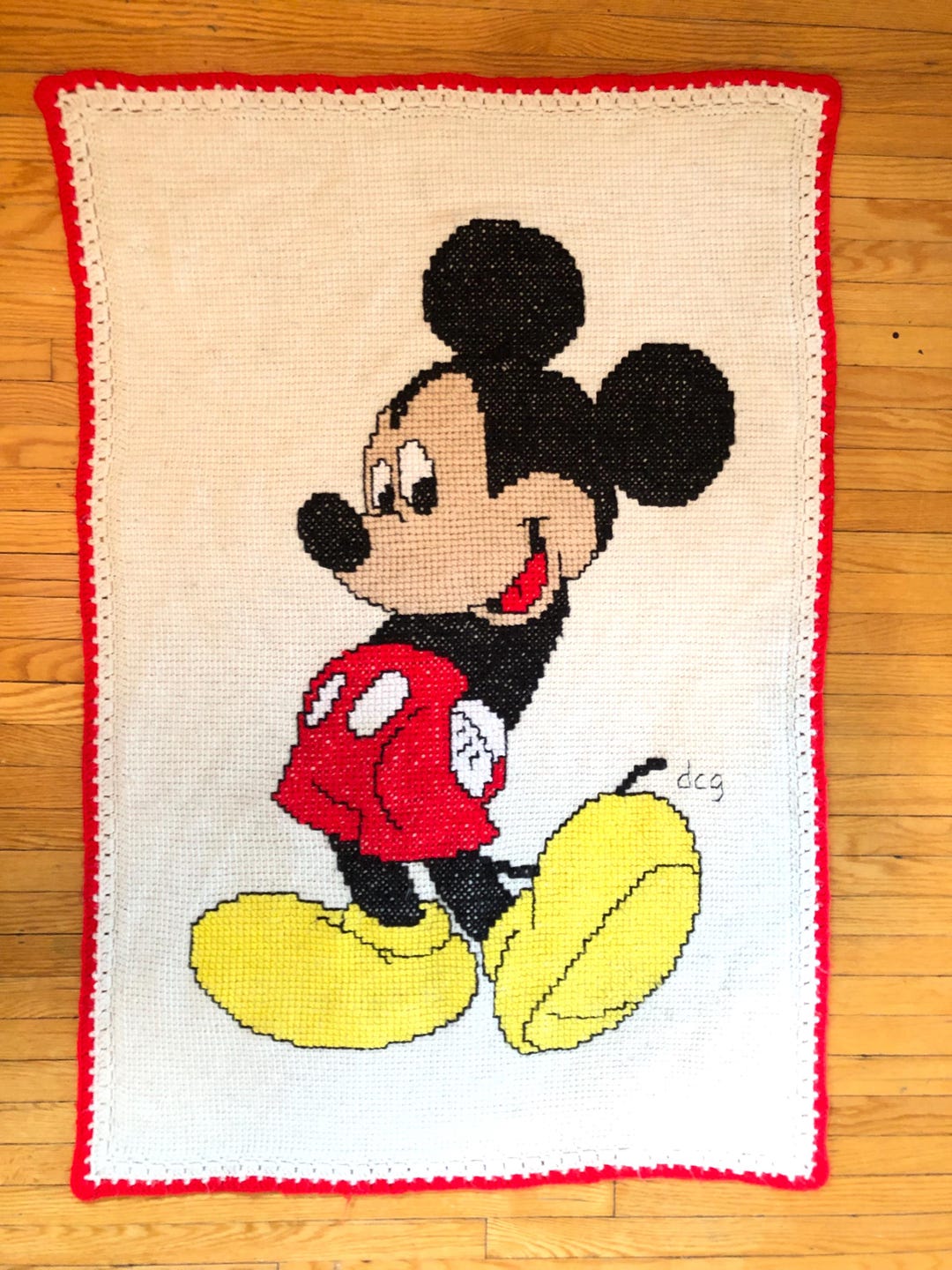 80s / 90s Mickey Mouse Handmade Knit Quilt Vintage Throw Blanket - Etsy
