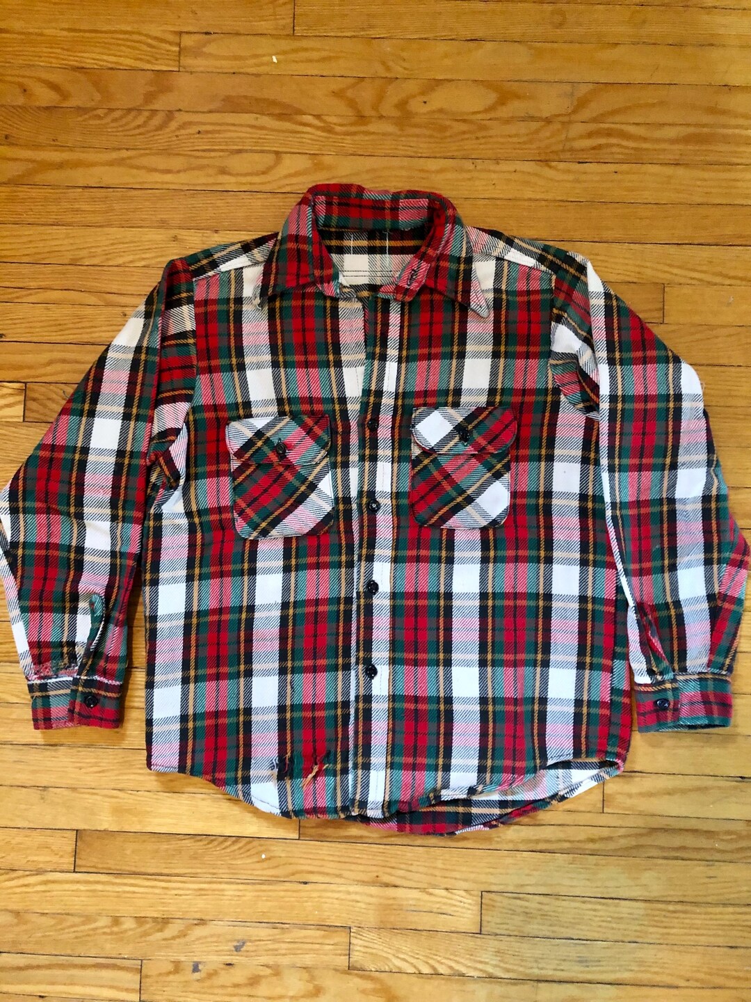 70s / 80s Big Mac JC Penny White Red Green Black Yellow Plaid Vintage ...