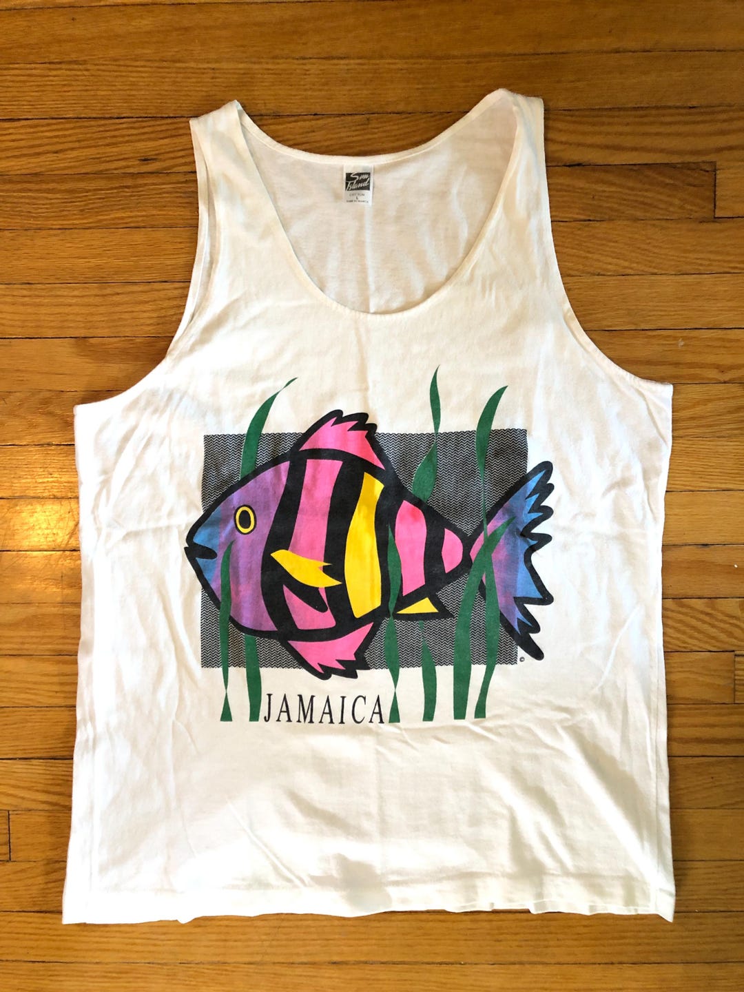 80s / 90s Jamaica Fish Vintage Tank Top Shirt - Etsy