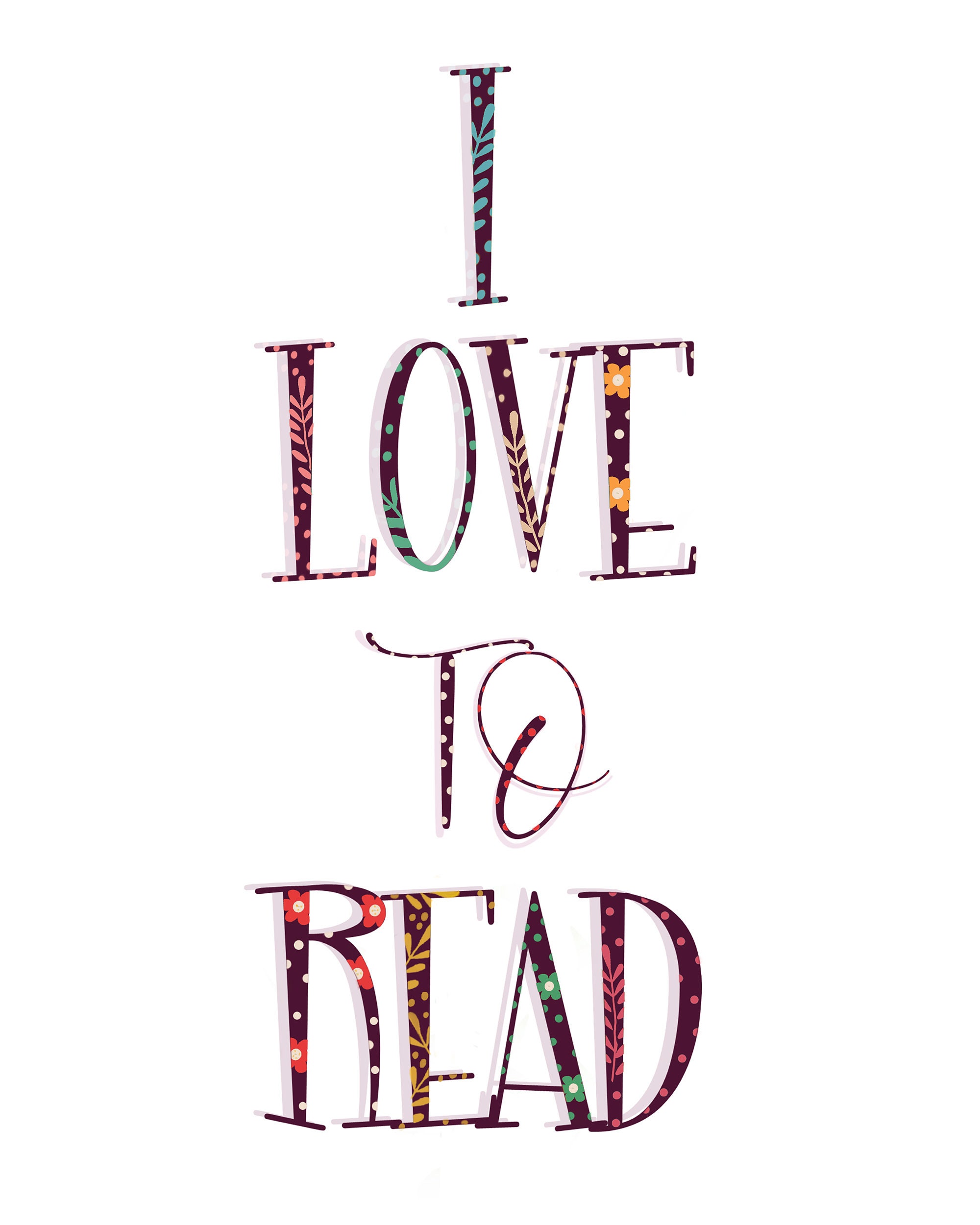 I Love To Read Printable Wall Art Nursery Wall Art Gift for | Etsy