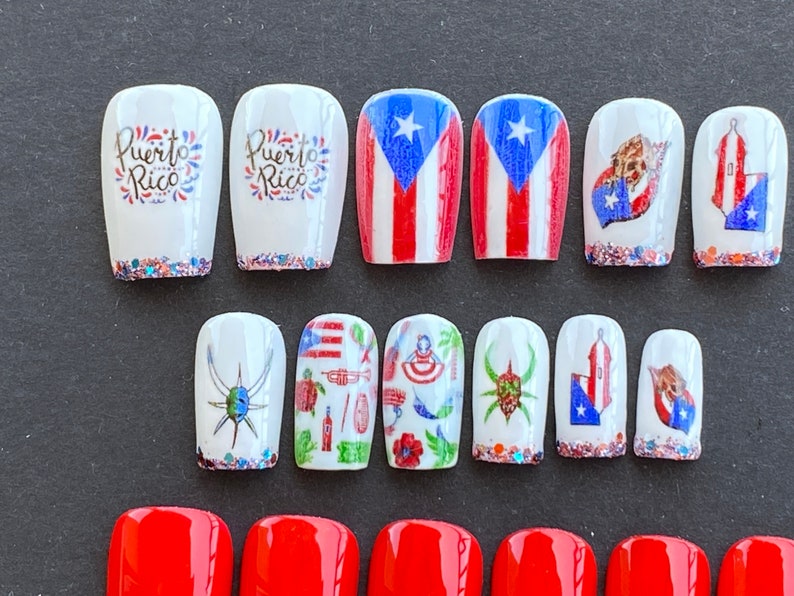 Puerto Rico Set of Press on Nails - Etsy