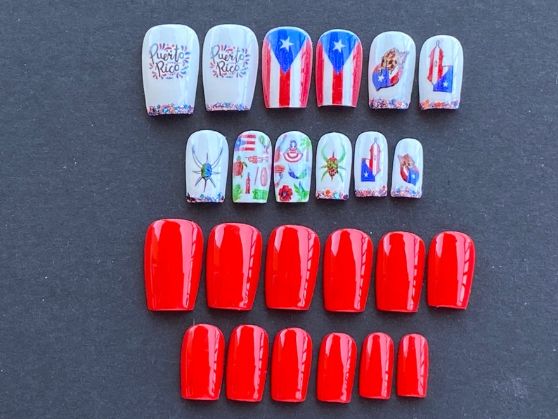 Puerto Rico Set of Press on Nails - Etsy