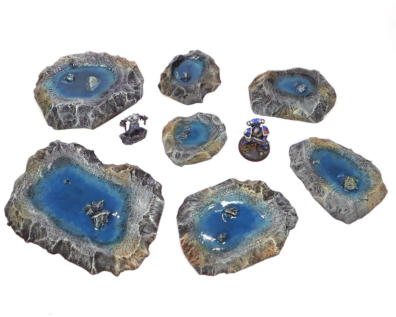 Blue Pools of Water Terrain Set premium Handmade Ponds for - Etsy