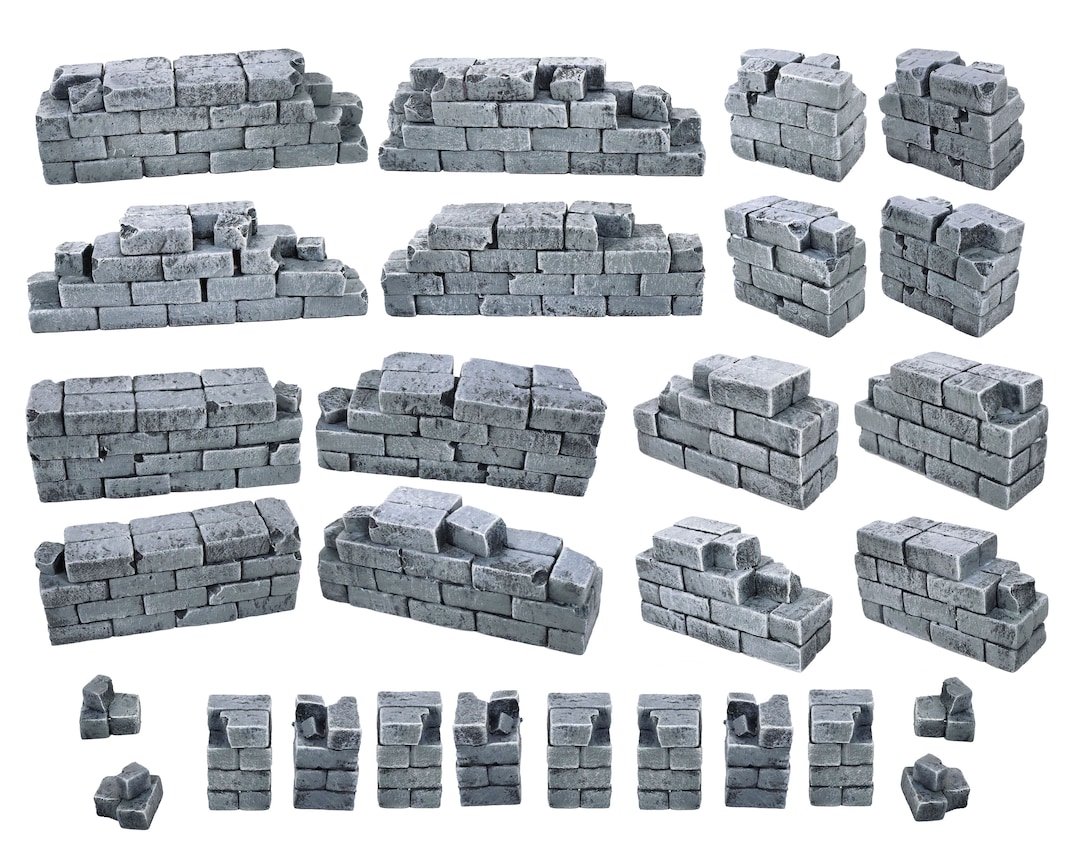 Ruined Brick Walls Wargame Terrain Scatter (dungeons and Dragons ...