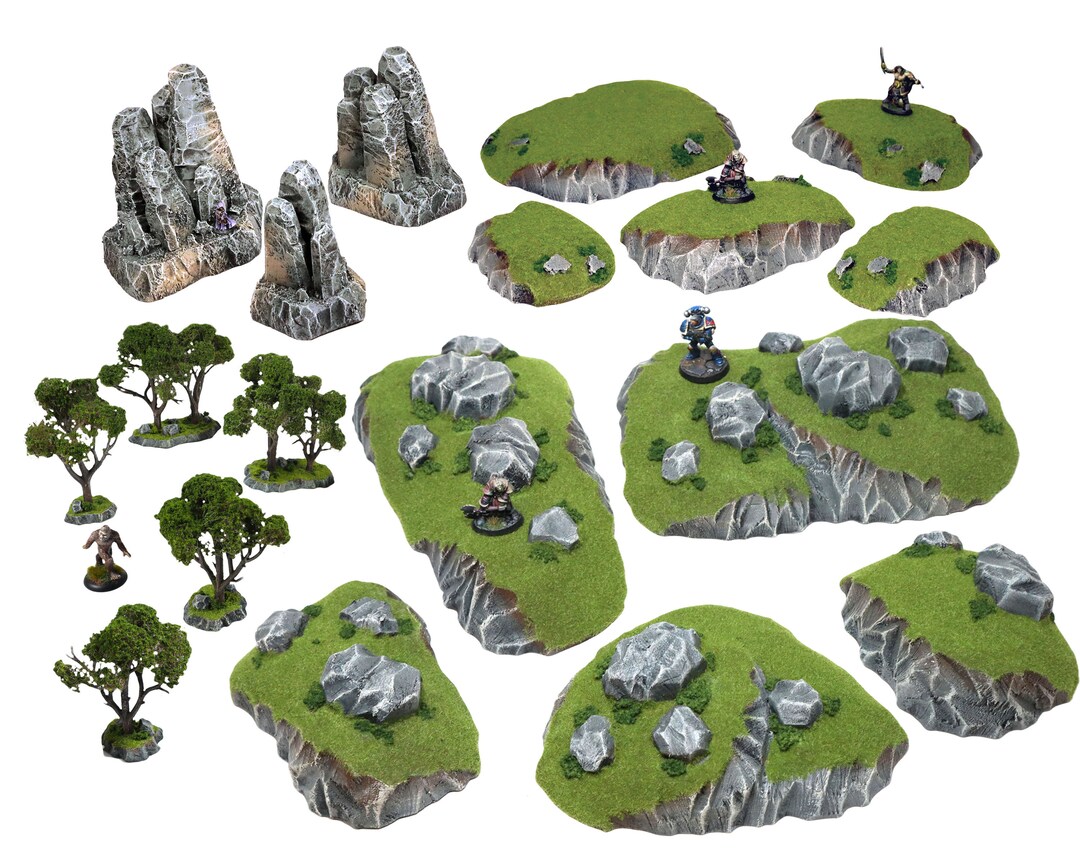 Complete Countryside Terrain Set Large Grassy RPG / Wargame Terrain for ...