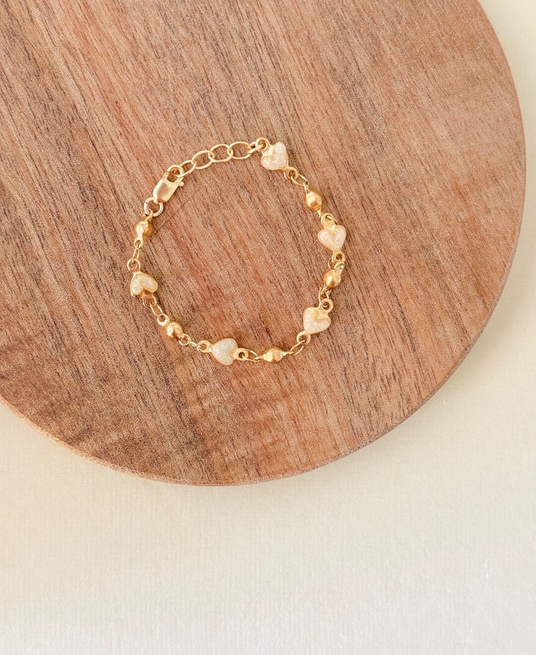 Gold Heart Bracelet- Gold Chain- Baby Bracelet- Wedding Bracelets ...