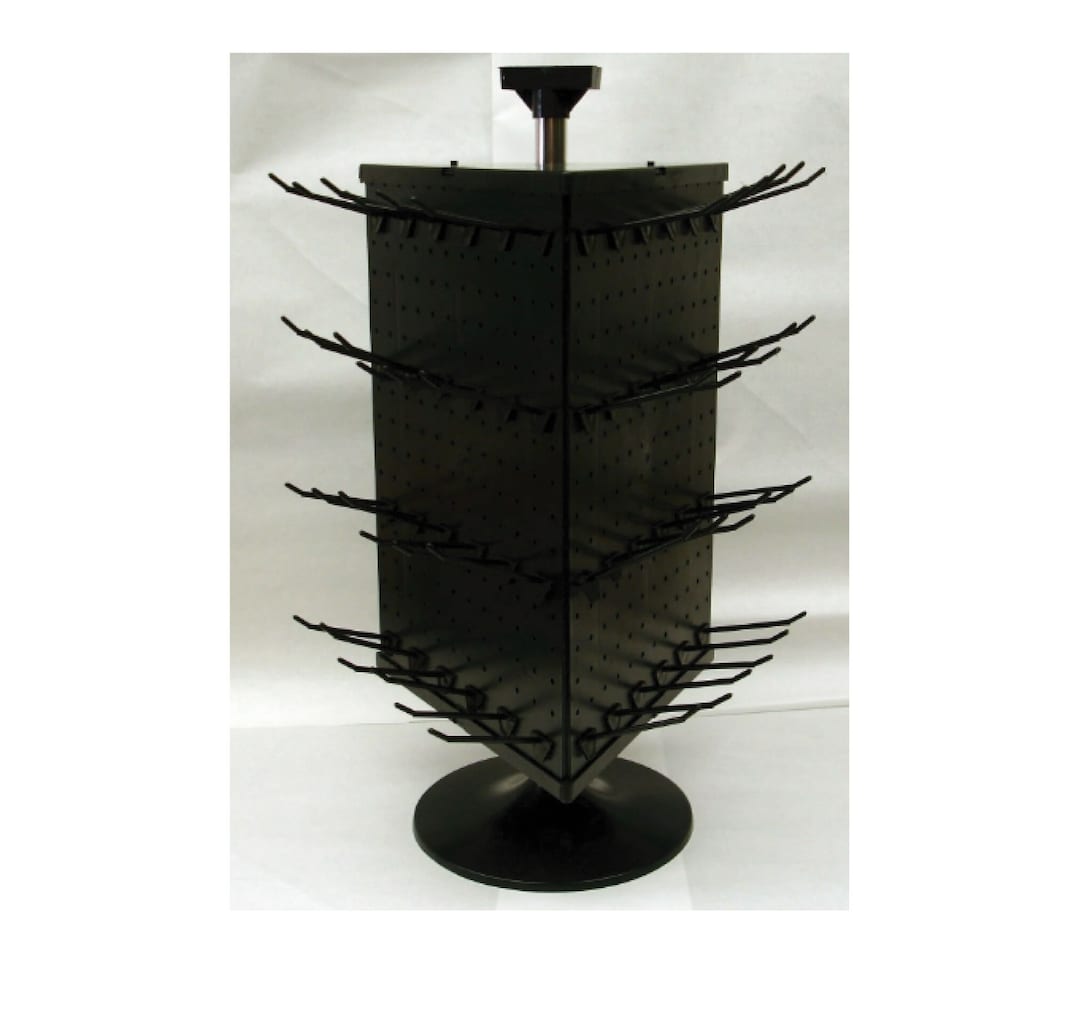 A 3 Sided Black Plastic Counter Top Peg Board Spinner Rack Display With ...
